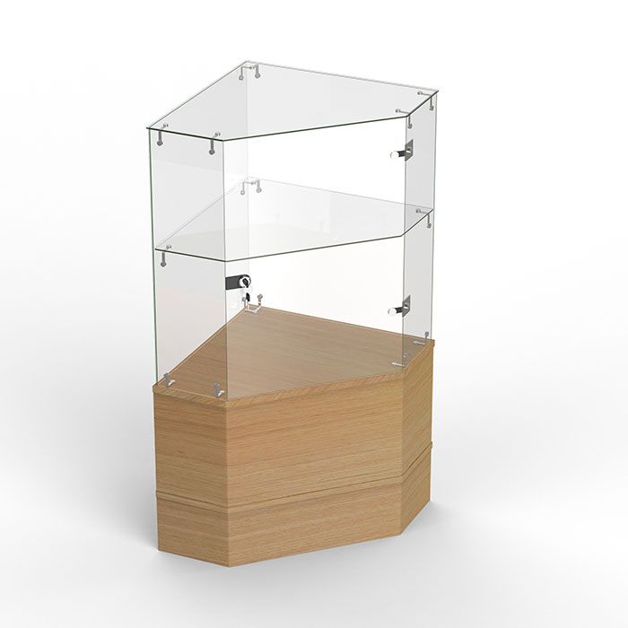 Glass Corner Filler Display with Locking Hinged Door Subastral