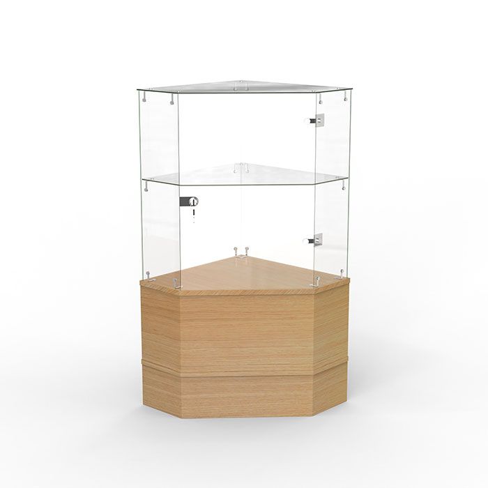 Glass Corner Filler Display with Locking Hinged Door Subastral