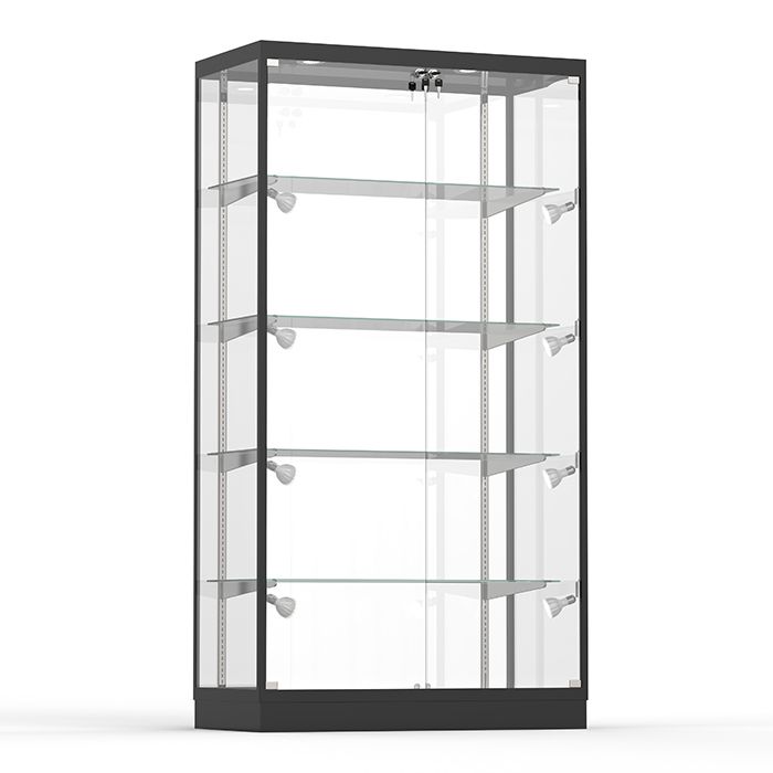 Tall Glass Display Case with Lights and Locks Subastral
